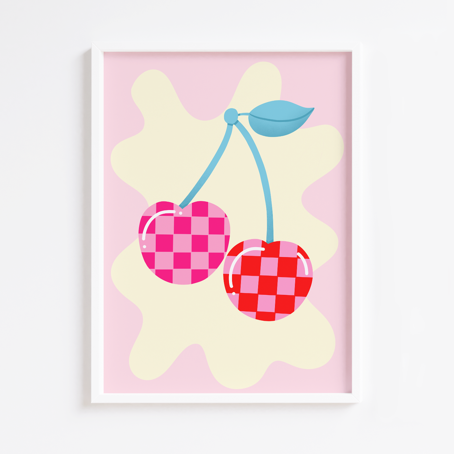 Checkerboard Cherries Print – Peachi Prints