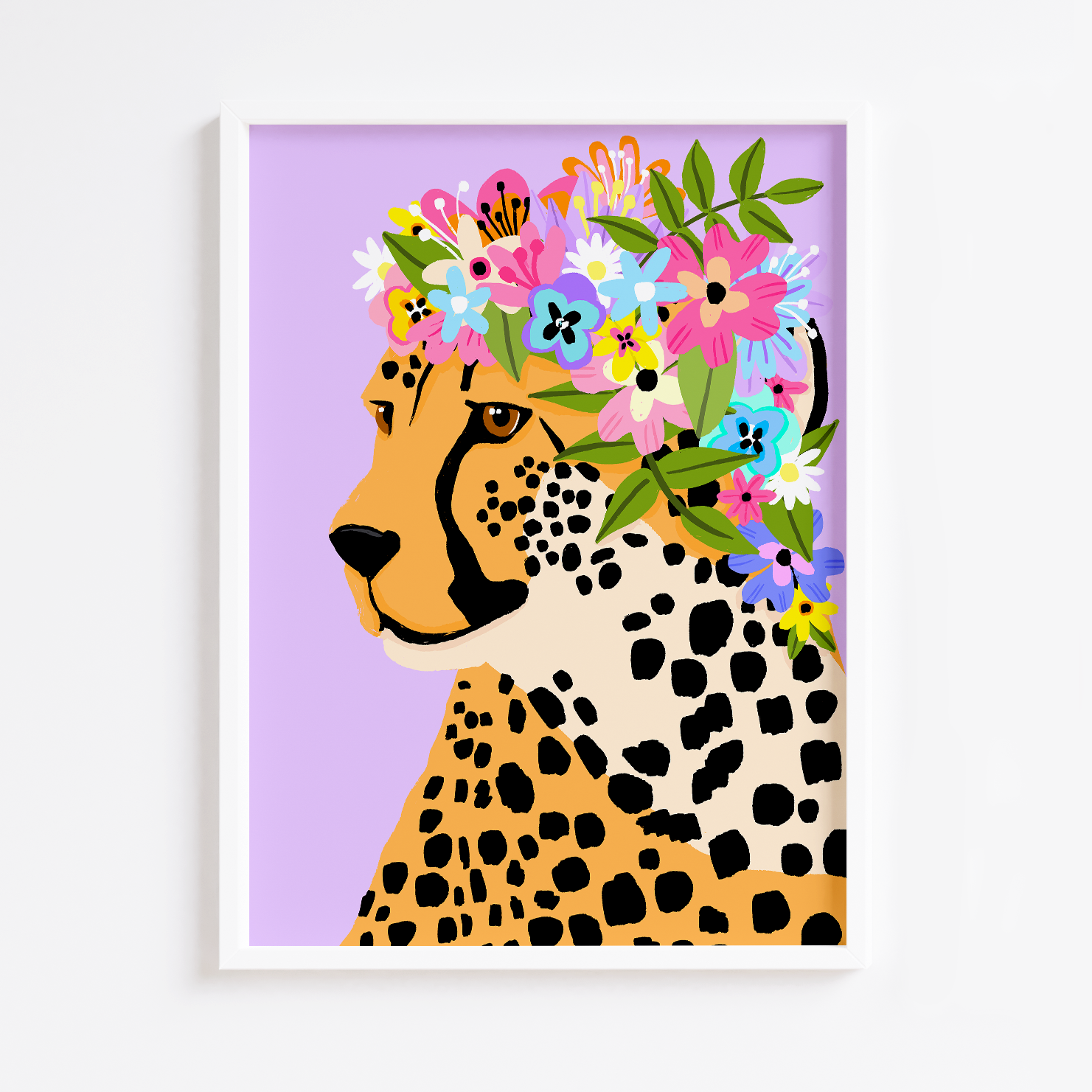 Cheetah Floral Crown Lilac Print – Peachi Prints